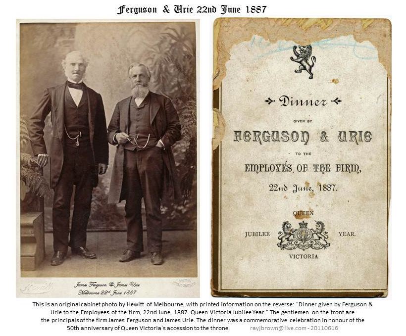 25-06-1887: The 1887 Ferguson & Urie Employee Dinner. | Ferguson and Urie