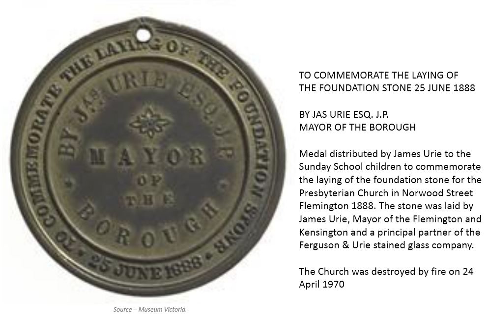 1888: James Urie lays the Foundation Stone of the Flemington and ...